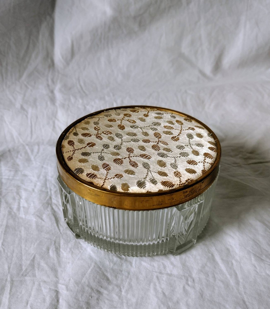 Art Deco Powder Make up Jar Satin Lid - Etsy