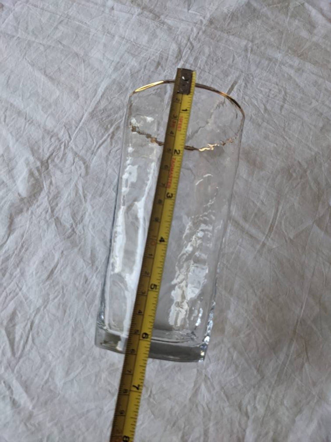 Morgantown Crinkle Tall Glass Gold Rim - Etsy