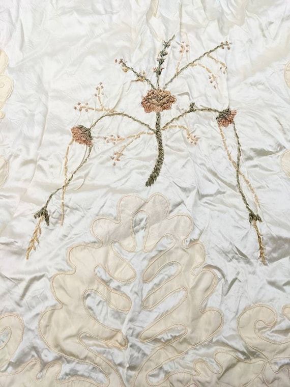 Boudoir Bedspread Cream Satin Double Bed | Etsy