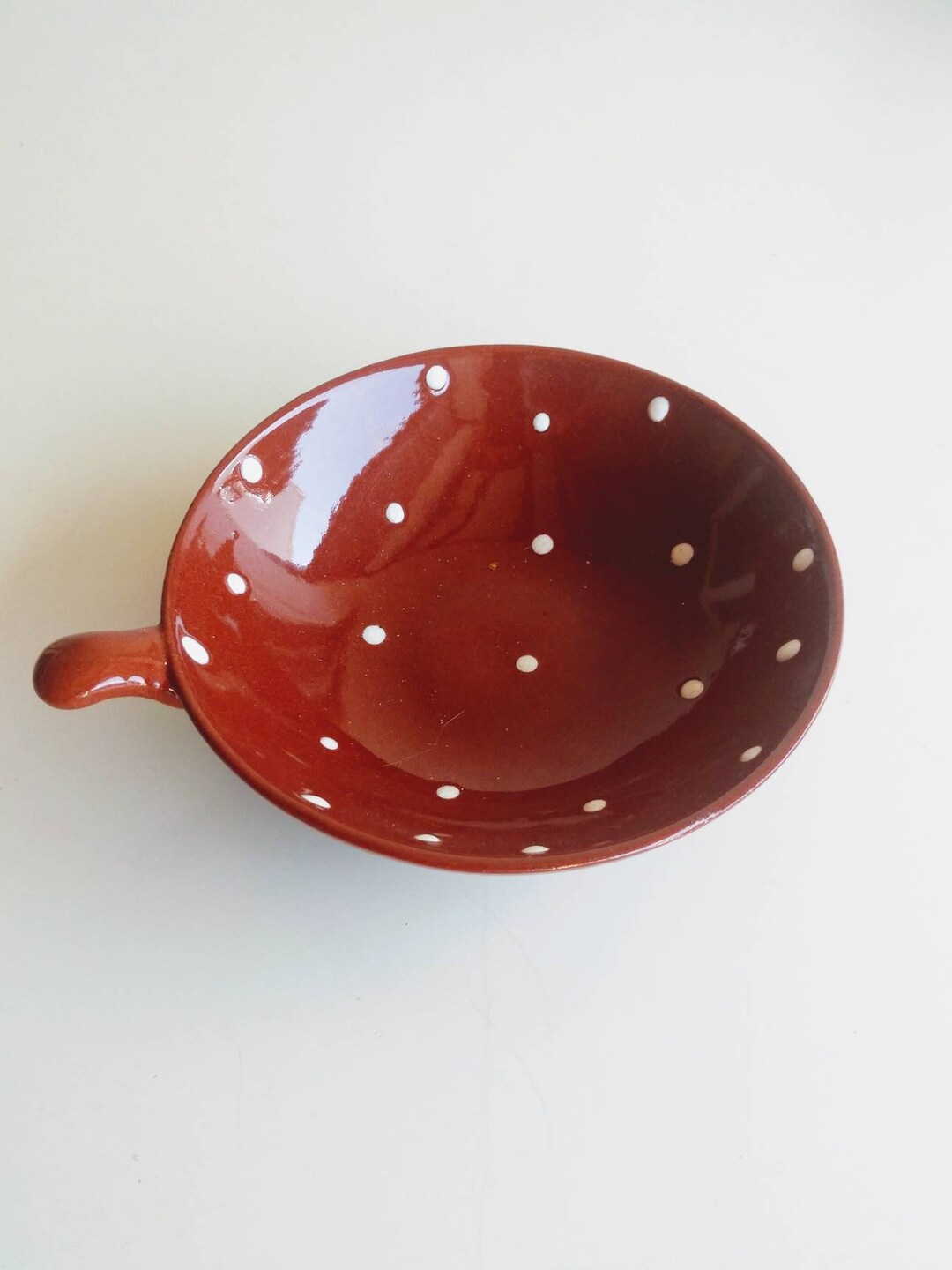 Finland Pottery Early 20th Century Dish Polka Dot Terra Cotta Bowl With ...