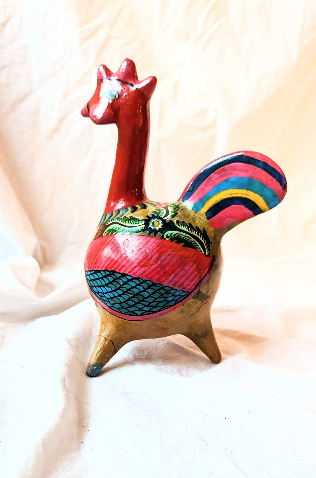 Mexican Folk Art Rooster Sculpture - Etsy