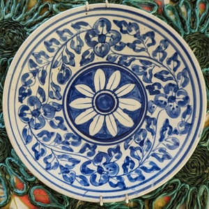 Mediterranean Blue Floral Plate Hand Painted 7.75 Inches - Etsy