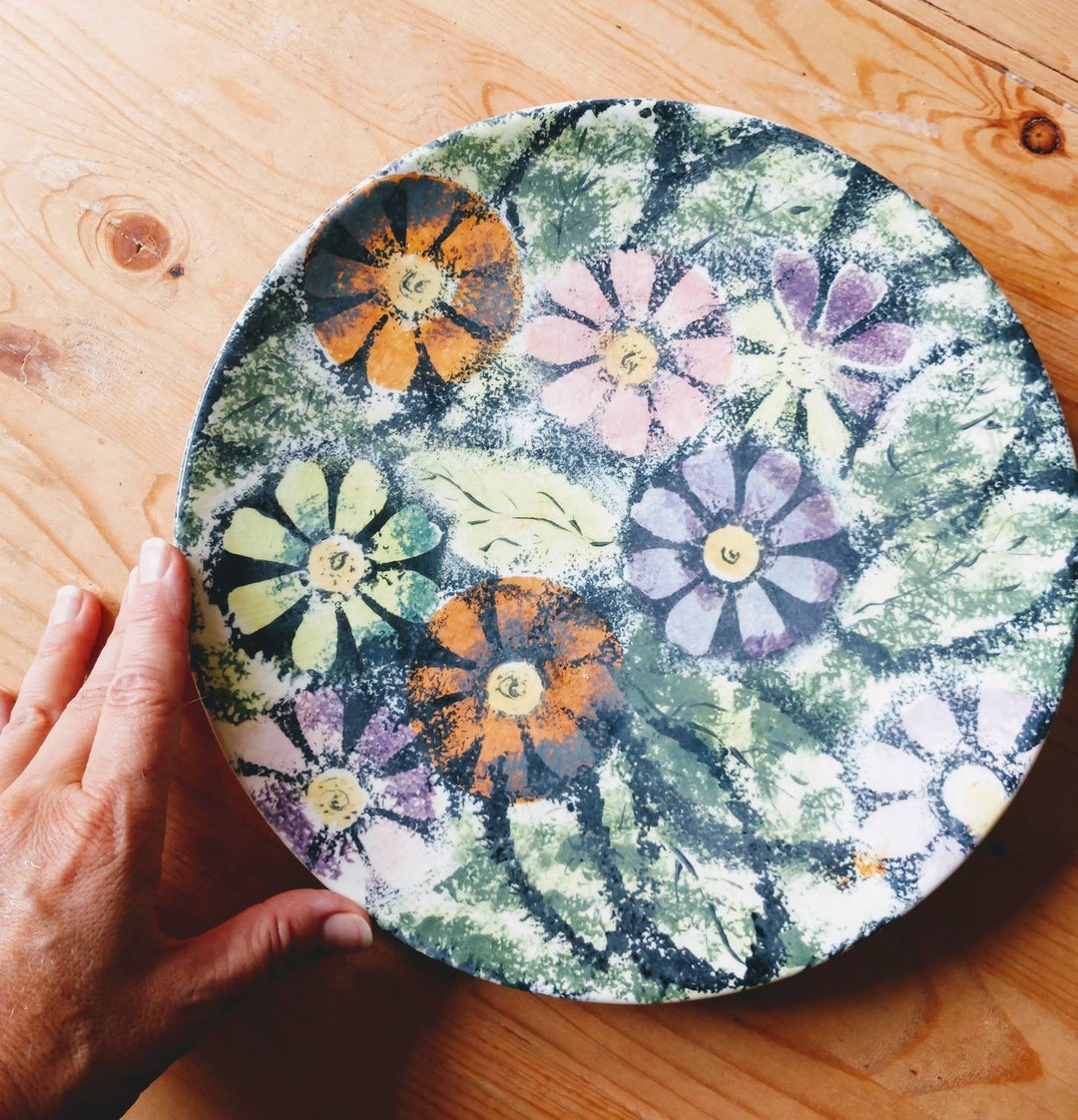 Midcentury Hand Painted Art Plate Bright Daisies Modern 10 Inch - Etsy