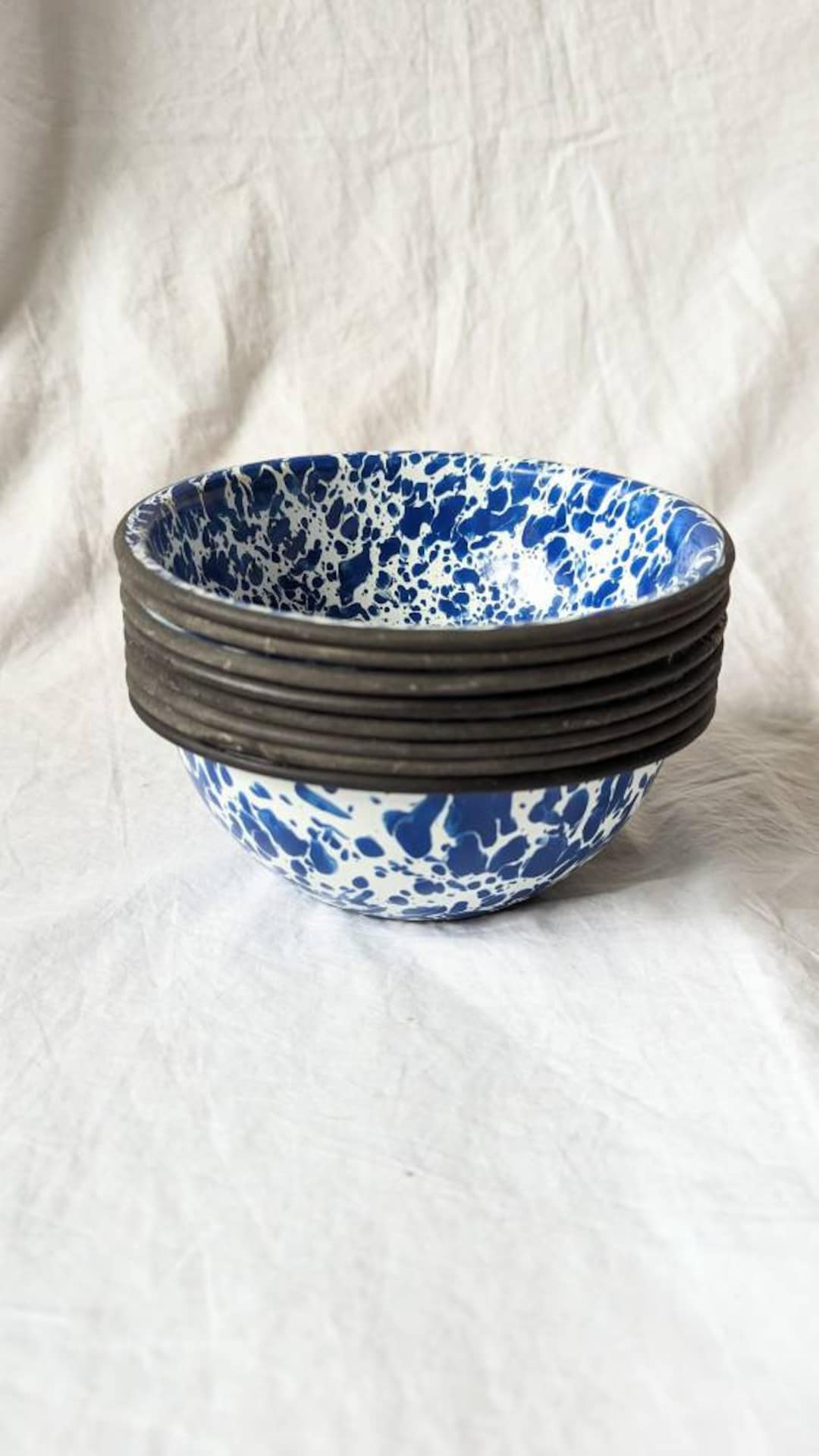 Blue Enamel Spatter Ware Bowls Eight Pieces - Etsy