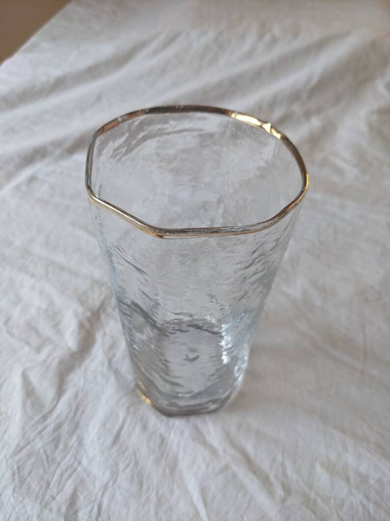 Morgantown Crinkle Tall Glass Gold Rim - Etsy