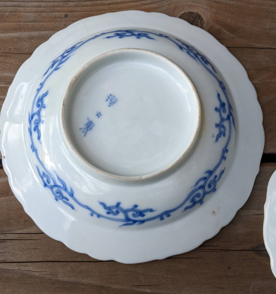 Japanese Blue Plates Scholar's Rock Scene Arita Hand Painted 18th or ...