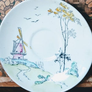 Windmill Scene Saucer Plate 1930's China Foley - Etsy