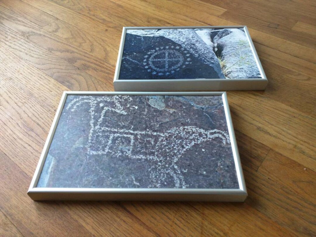 Petroglyph Photos Framed Pair Brushed Aluminium Antelope Circle Cross ...
