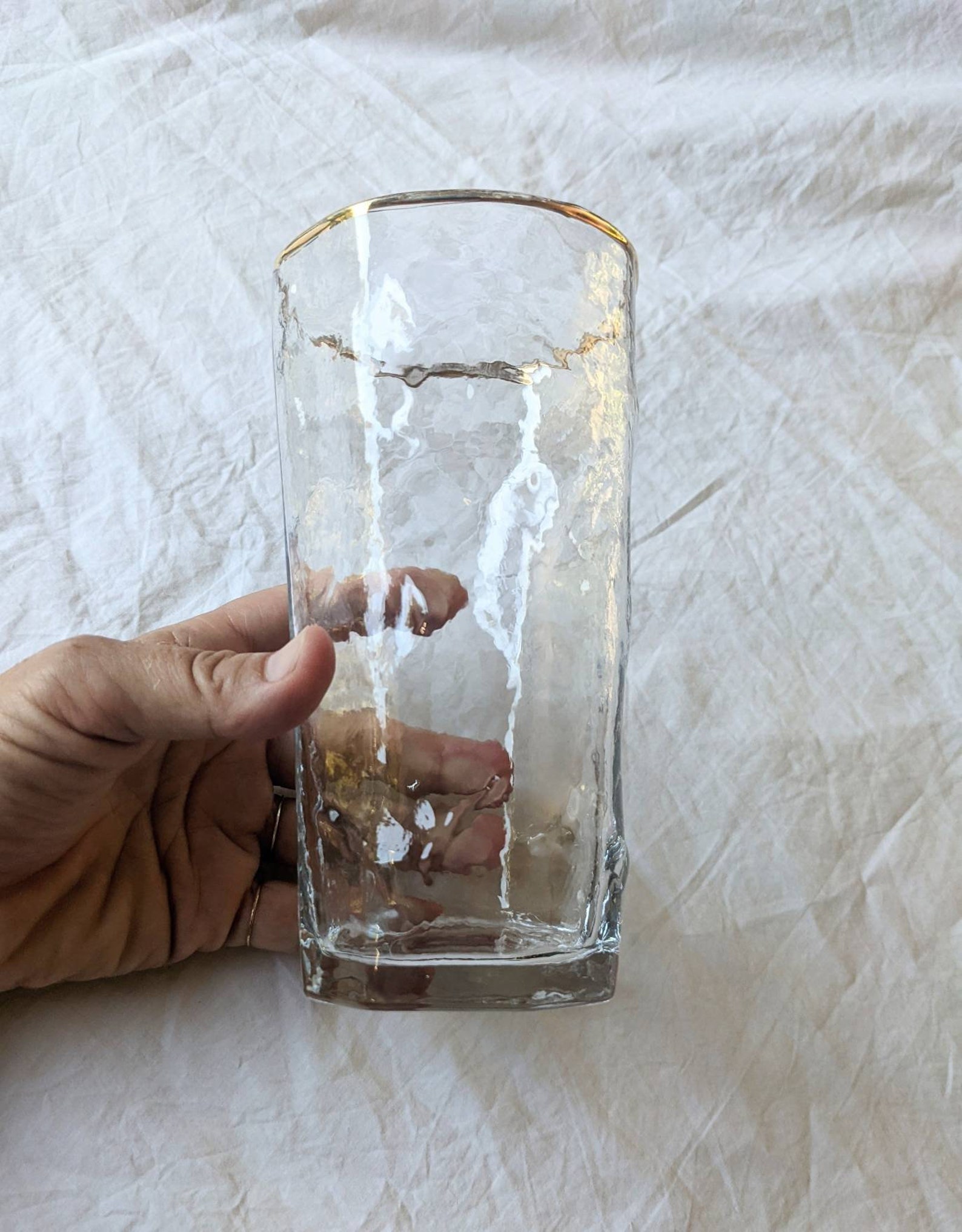 Morgantown Crinkle Tall Glass Gold Rim - Etsy