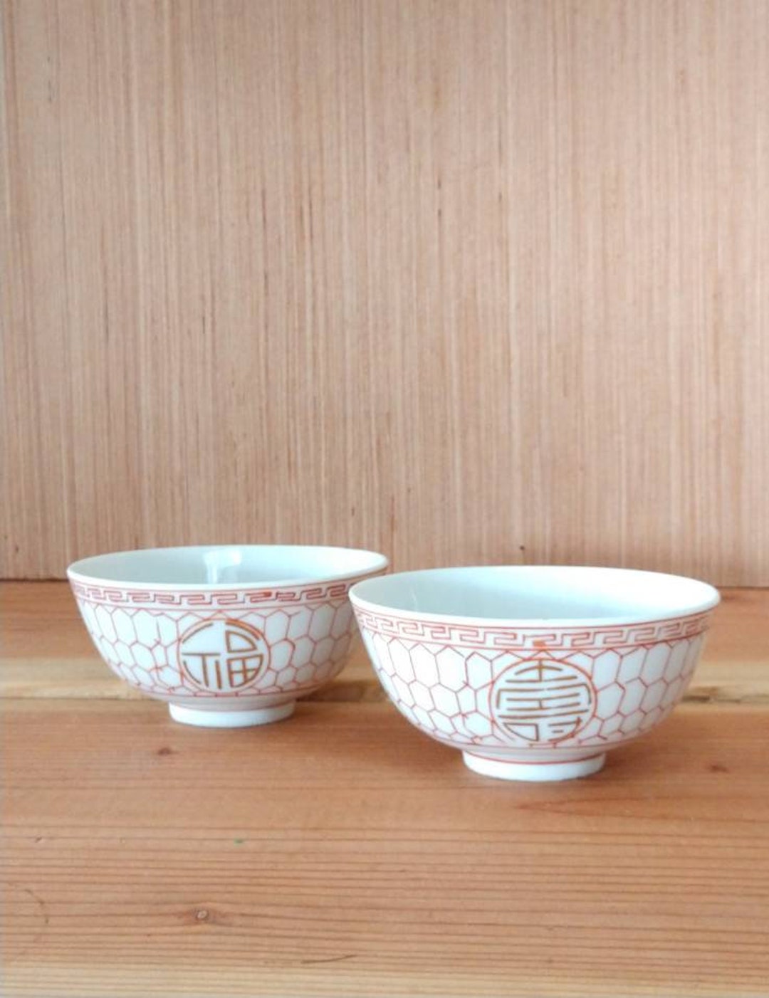 Japanese Rice Bowls Gold Red Hand Painted - Etsy