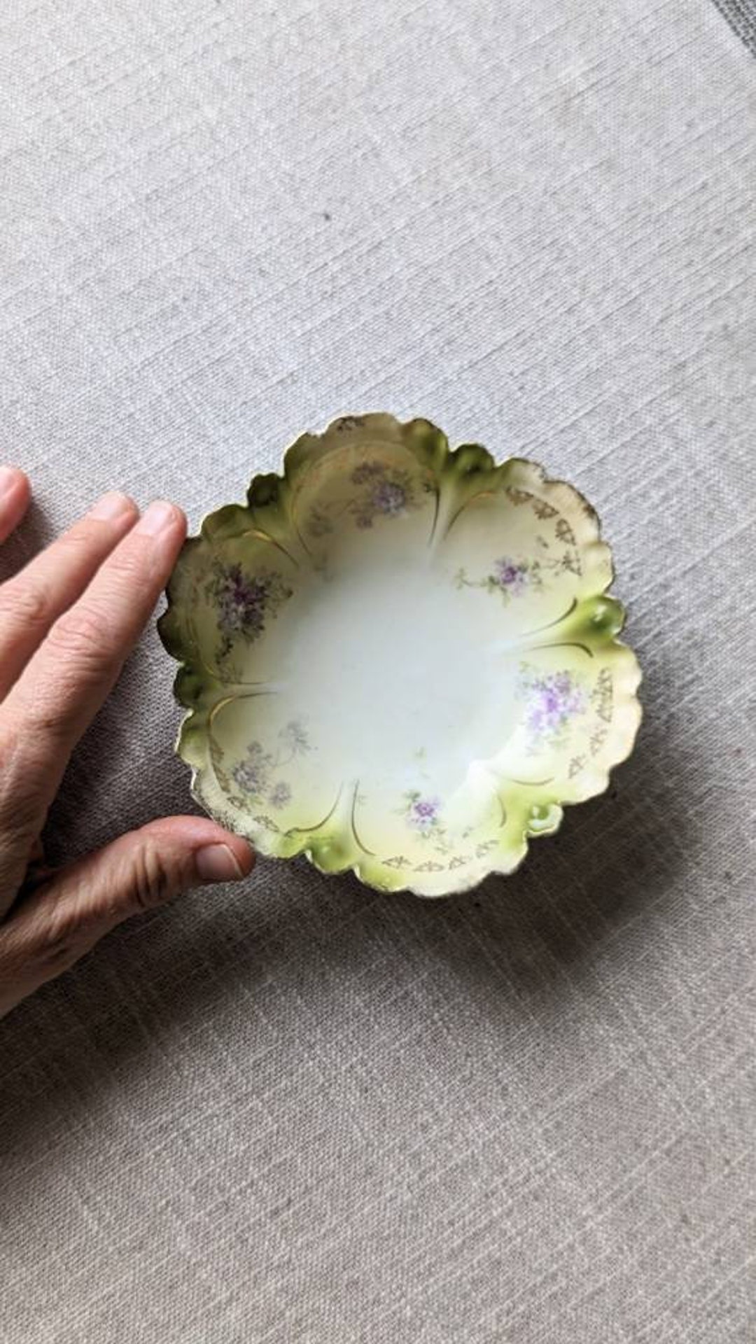 Prussian Porcelain Trinket Dish Purple Flowers 5 Inch - Etsy