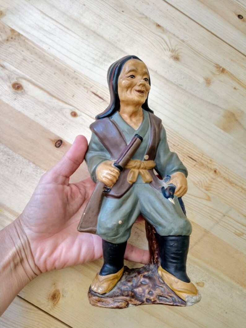 Hakata Urasaki Hunter Japanese Clay Mud Doll Painted Figure - Etsy