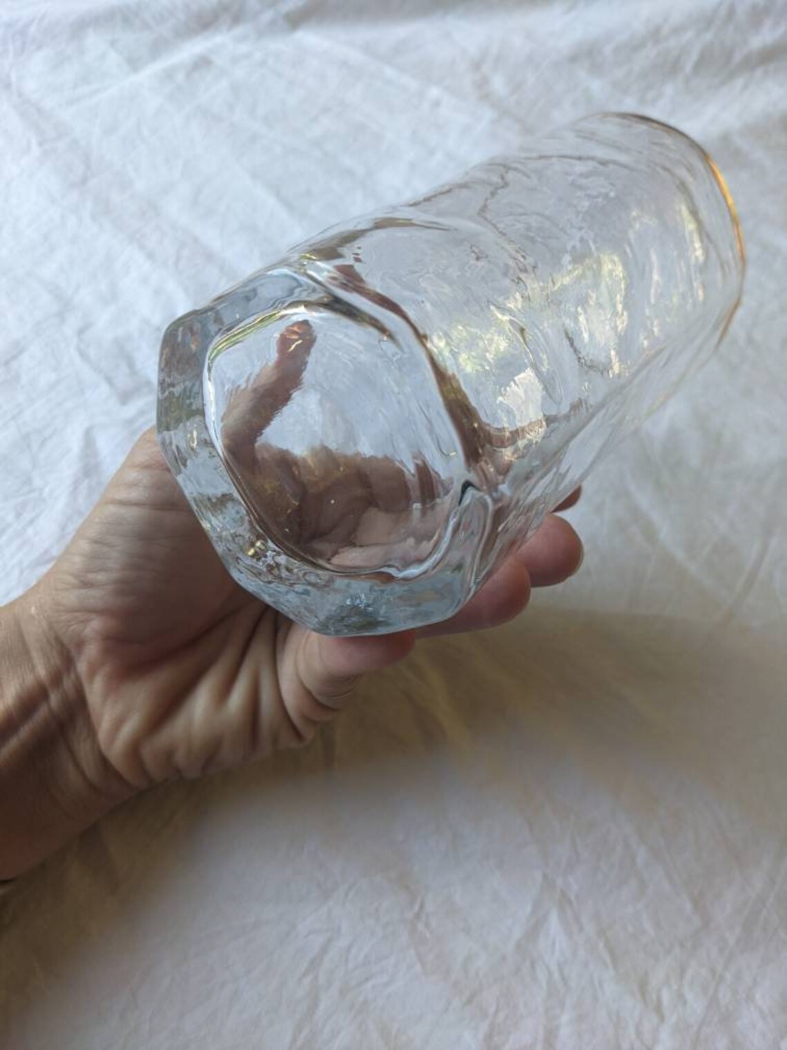 Morgantown Crinkle Tall Glass Gold Rim - Etsy