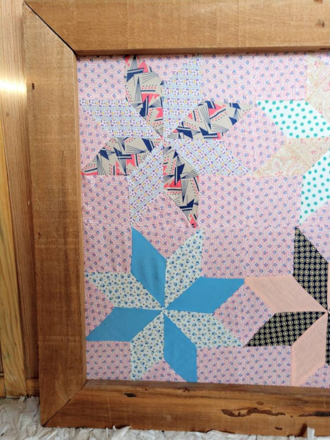 Framed Antique Quilt Picture Barn Wood Frame Farmhouse Rustic - Etsy