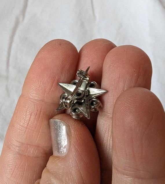 Midcentury icy blue star brooch pin - Gem
