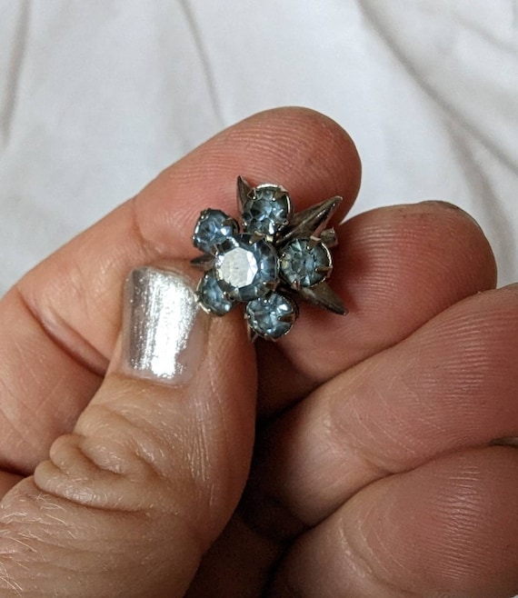Midcentury icy blue star brooch pin - Gem