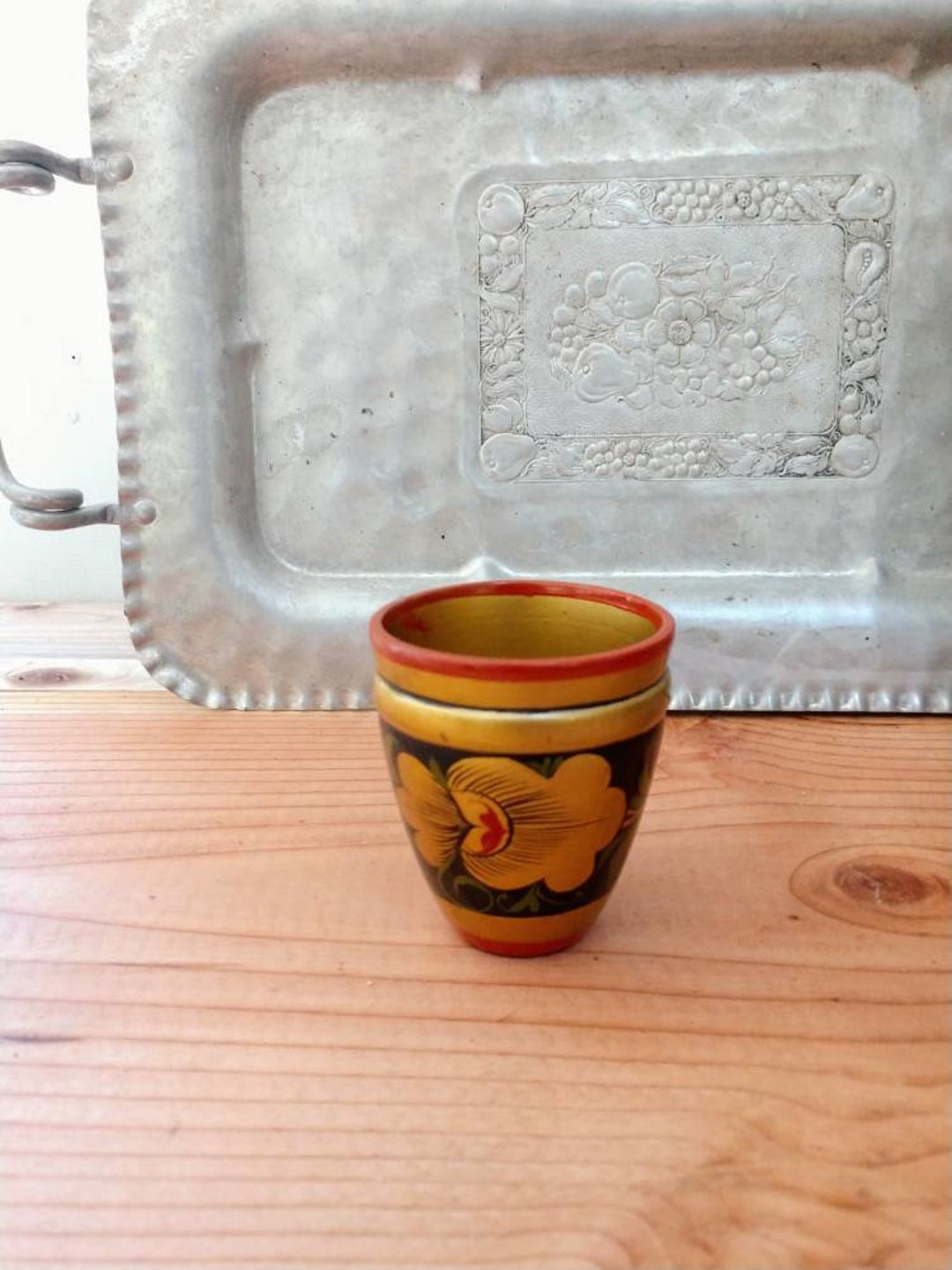 Russian Tea Cup Dish Lacquer Ware Khokhloma Traditional Red Gold Black ...