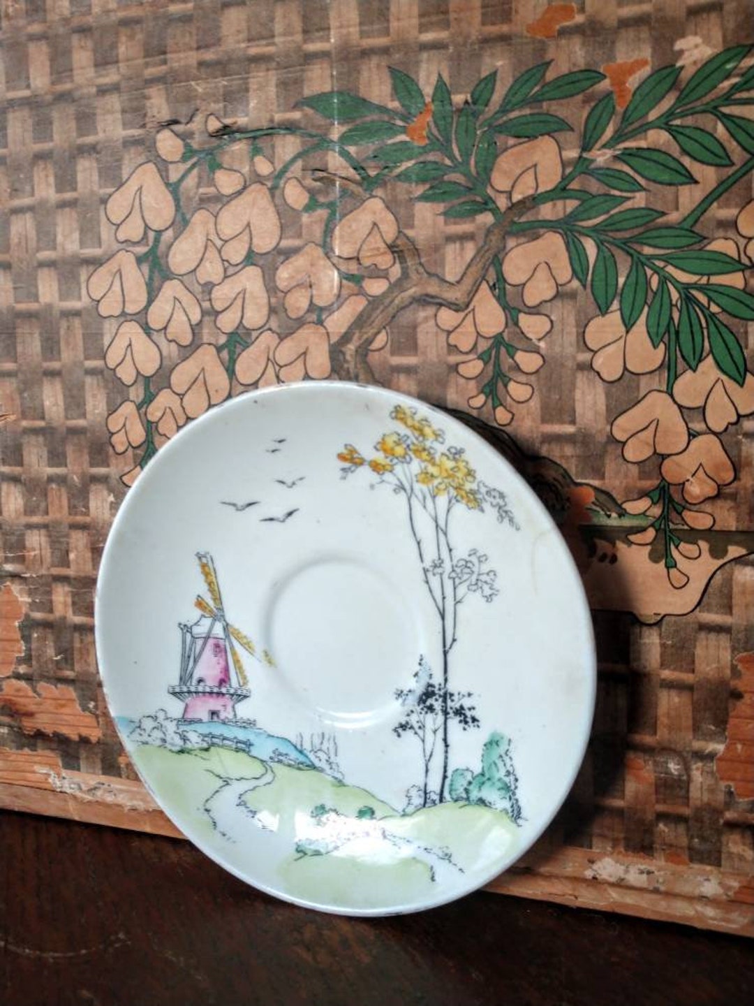 Windmill Scene Saucer Plate 1930's China Foley - Etsy
