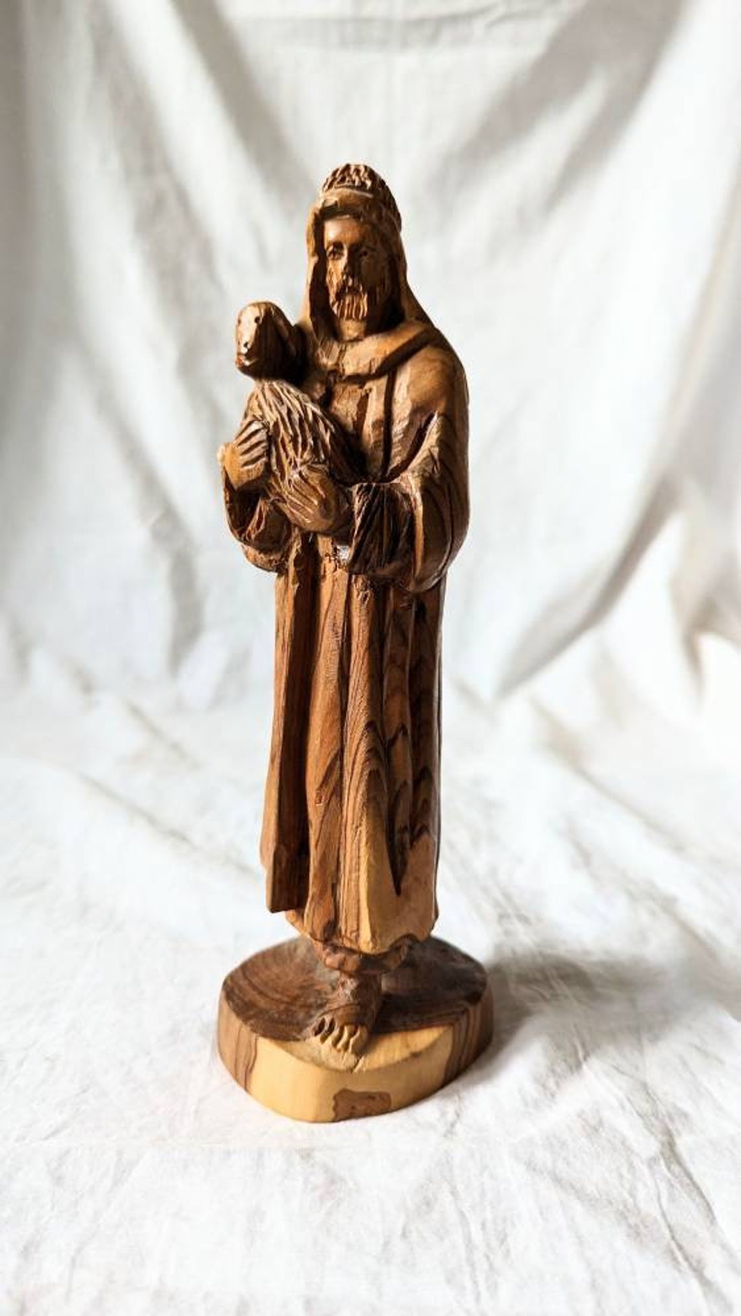 Olive Wood Jesus With Lamb Hand Carved Figurine 8 Inch - Etsy