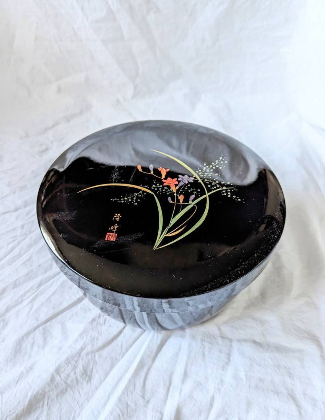 Japanese Lacquer Bento Serving Box Round Large - Etsy