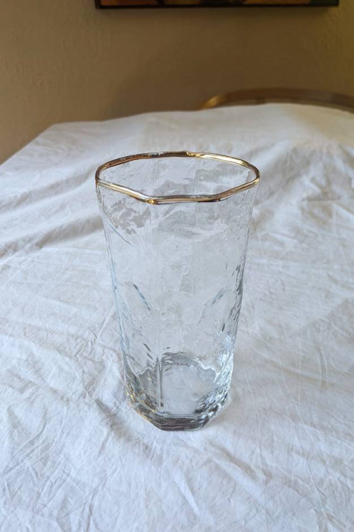 Morgantown Crinkle Tall Glass Gold Rim - Etsy