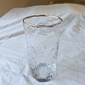Morgantown Crinkle Tall Glass Gold Rim - Etsy