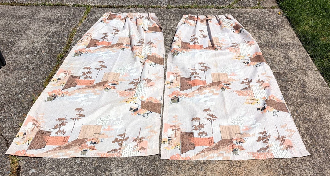 Midcentury Atomic Drapery Set Two Piece Panels 83 Inch - Etsy