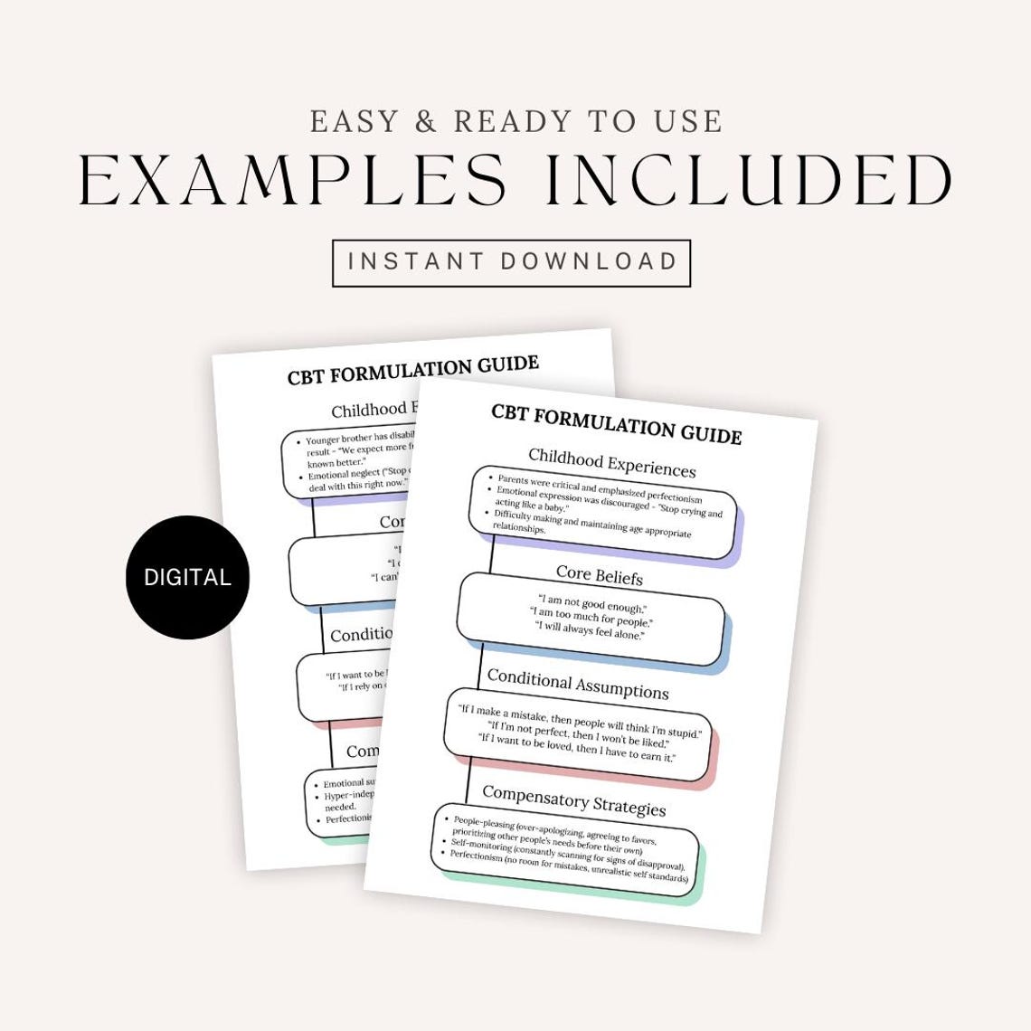 CBT Formulation Guide (digital Download) | Printable Therapy Worksheet ...