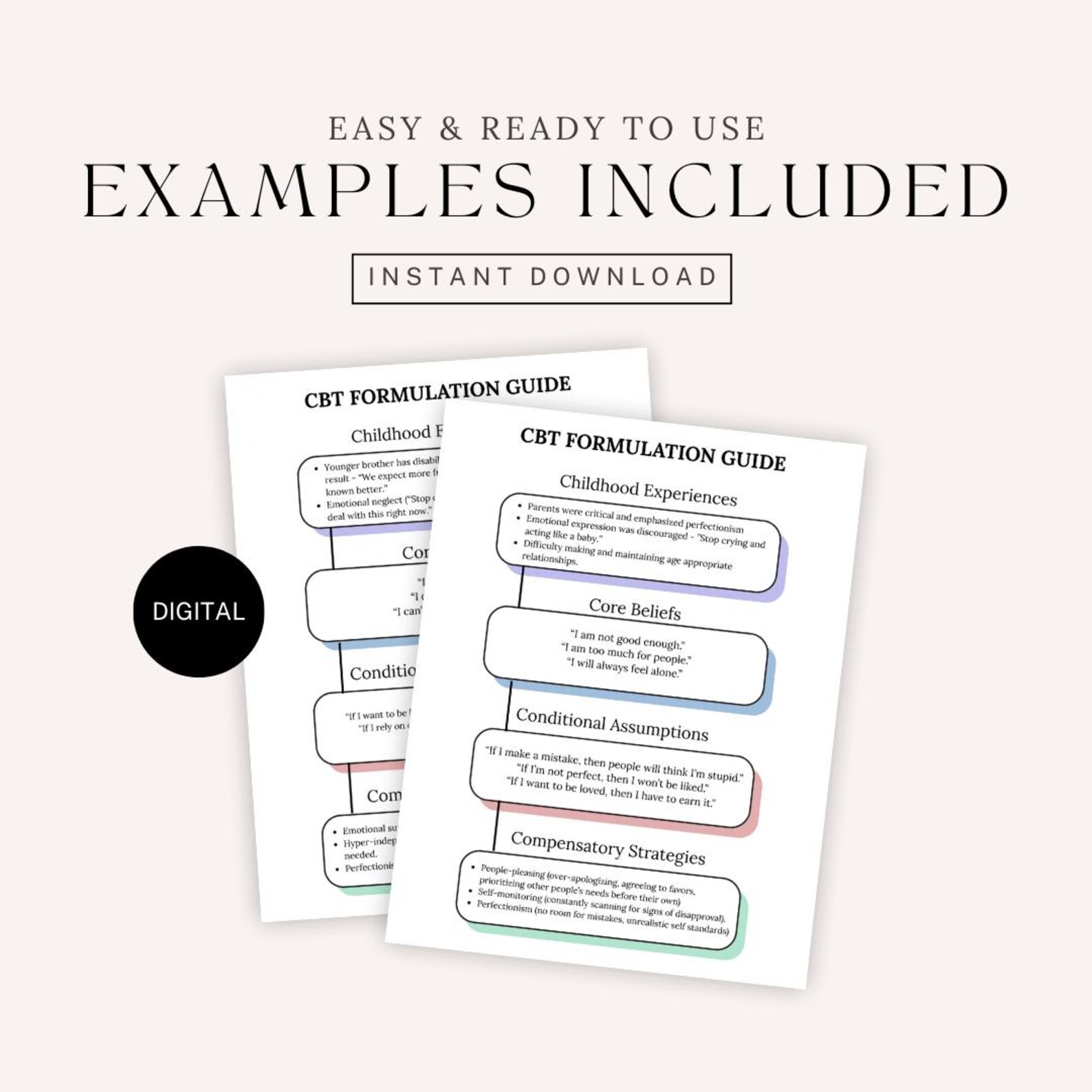 CBT Formulation Guide (digital Download) | Printable Therapy Worksheet ...