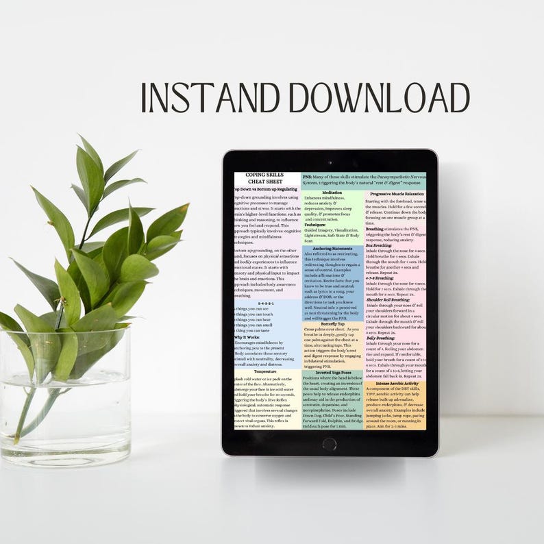 Coping Skills Cheat Sheet - Digital Print | Essential Tools for School ...