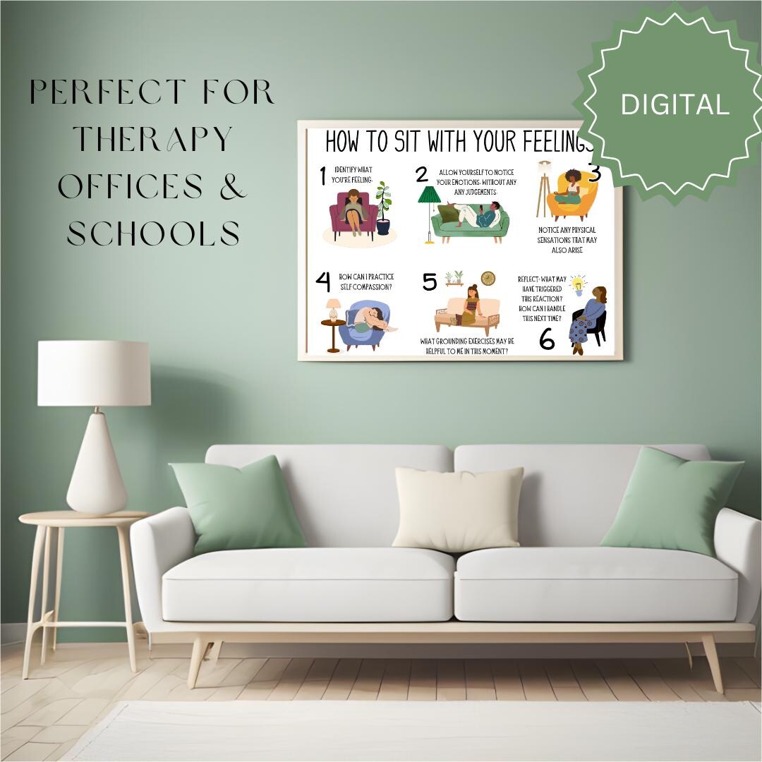 How to Sit With Your Feelings - Therapy Poster - Etsy