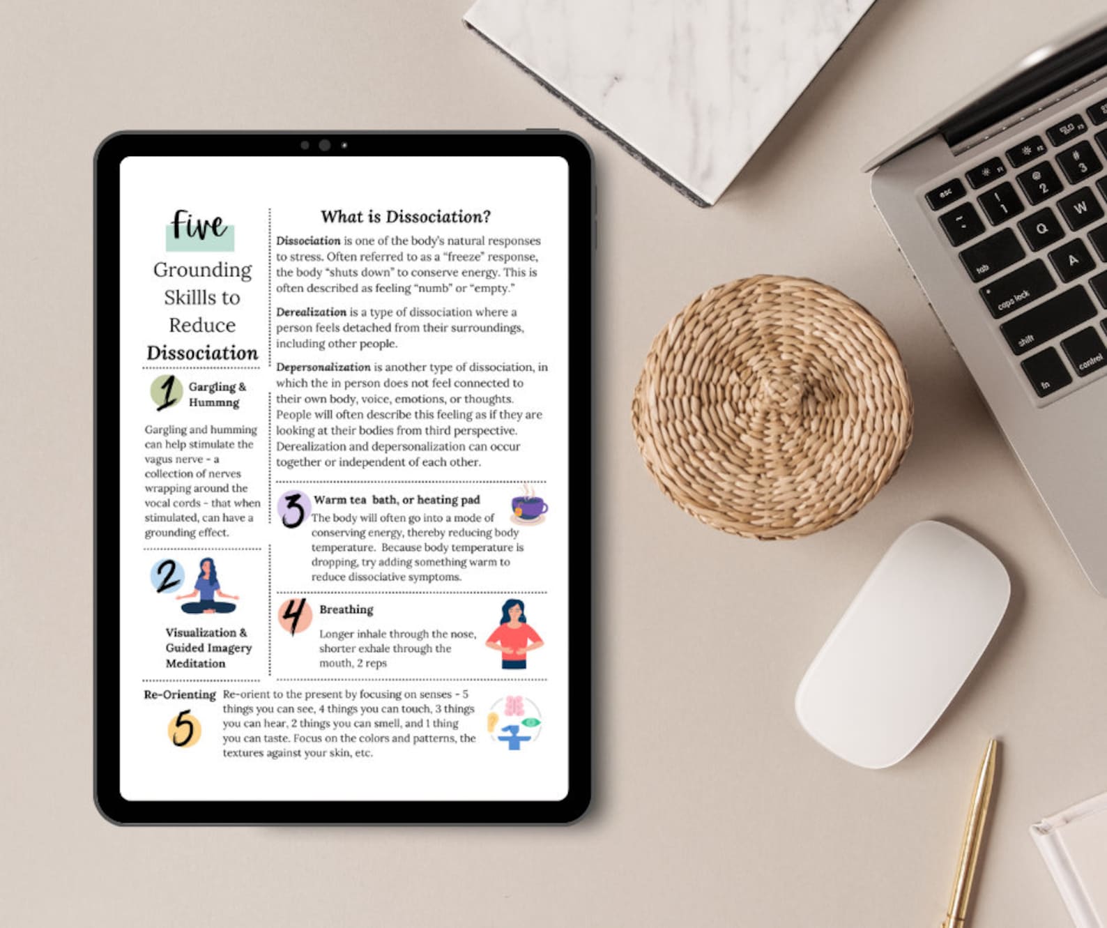 5 Dissociation Grounding Skills - Use for Office, School, Clients - Etsy