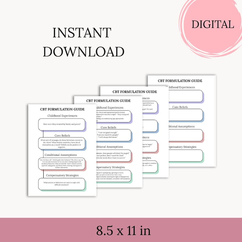 CBT Formulation Guide (digital Download) | Printable Therapy Worksheet ...