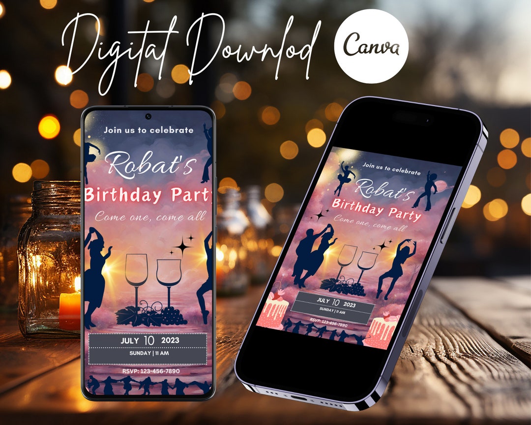 Editable Birthday Party Invitation Digital Party Invitation Canva ...