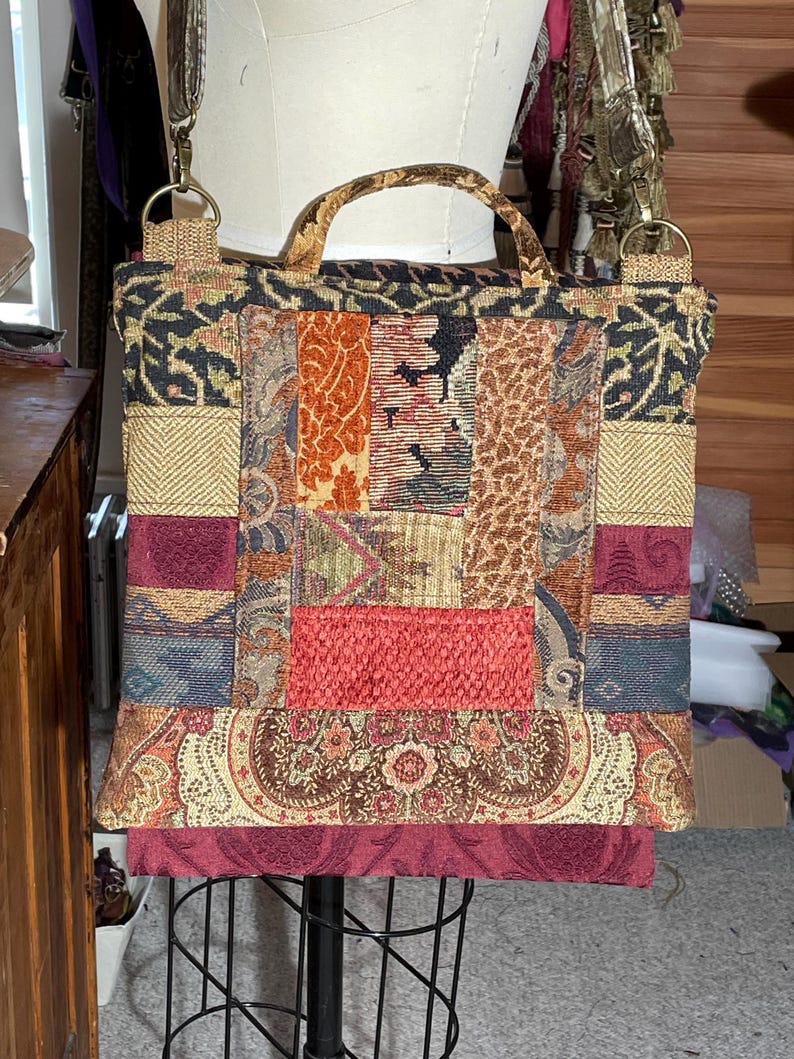 Patchwork Upholstery Crossbody Messenger Carpet Bag - Etsy