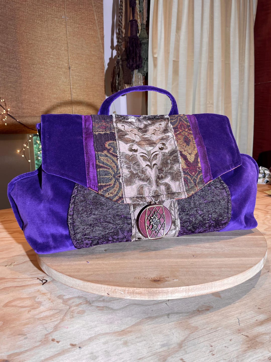 Purple Velvet Satchel Bag - Etsy