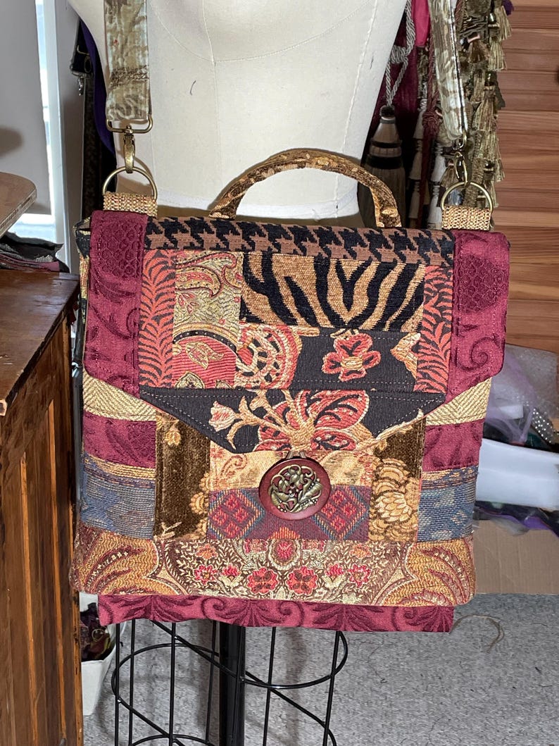 Patchwork Upholstery Crossbody Messenger Carpet Bag - Etsy