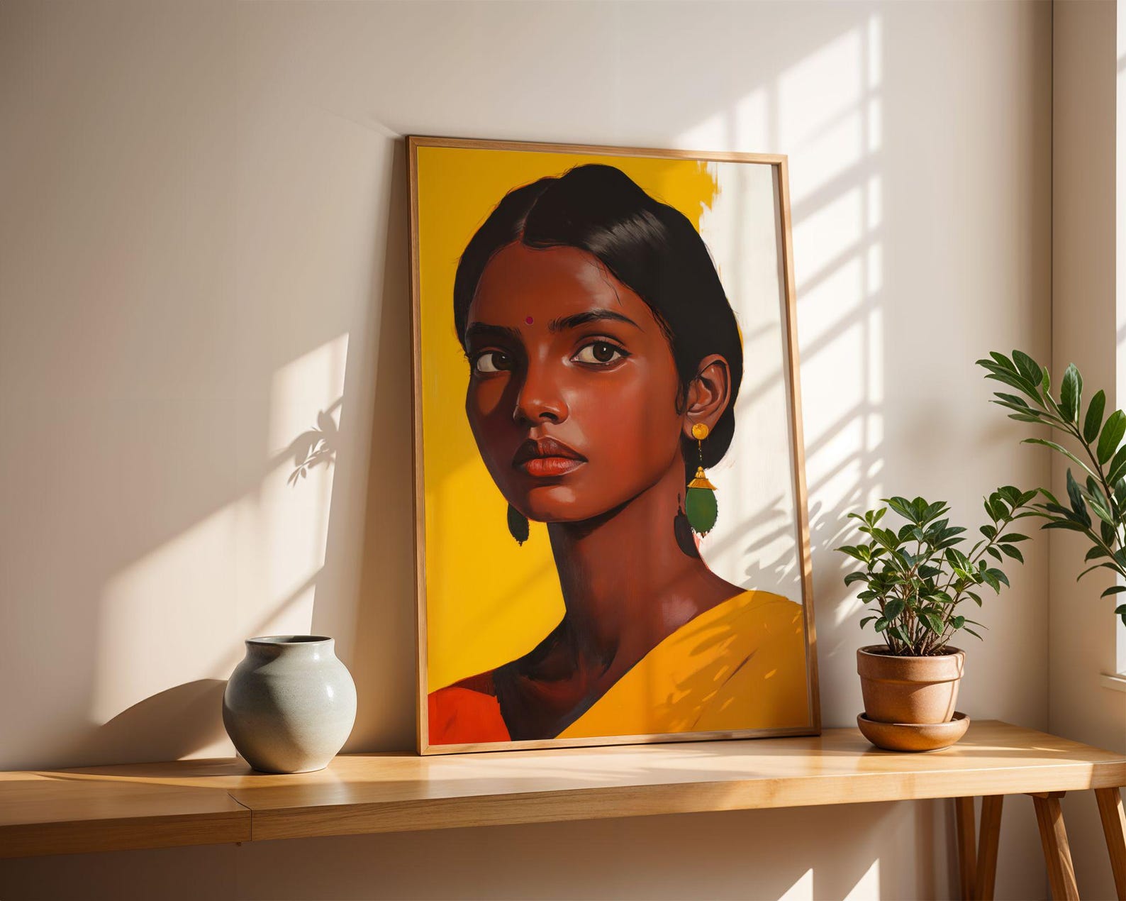 Portrait of Sri Lankan Elegance – Traditional Art of a Woman With Vibrant Colors and Devine ...
