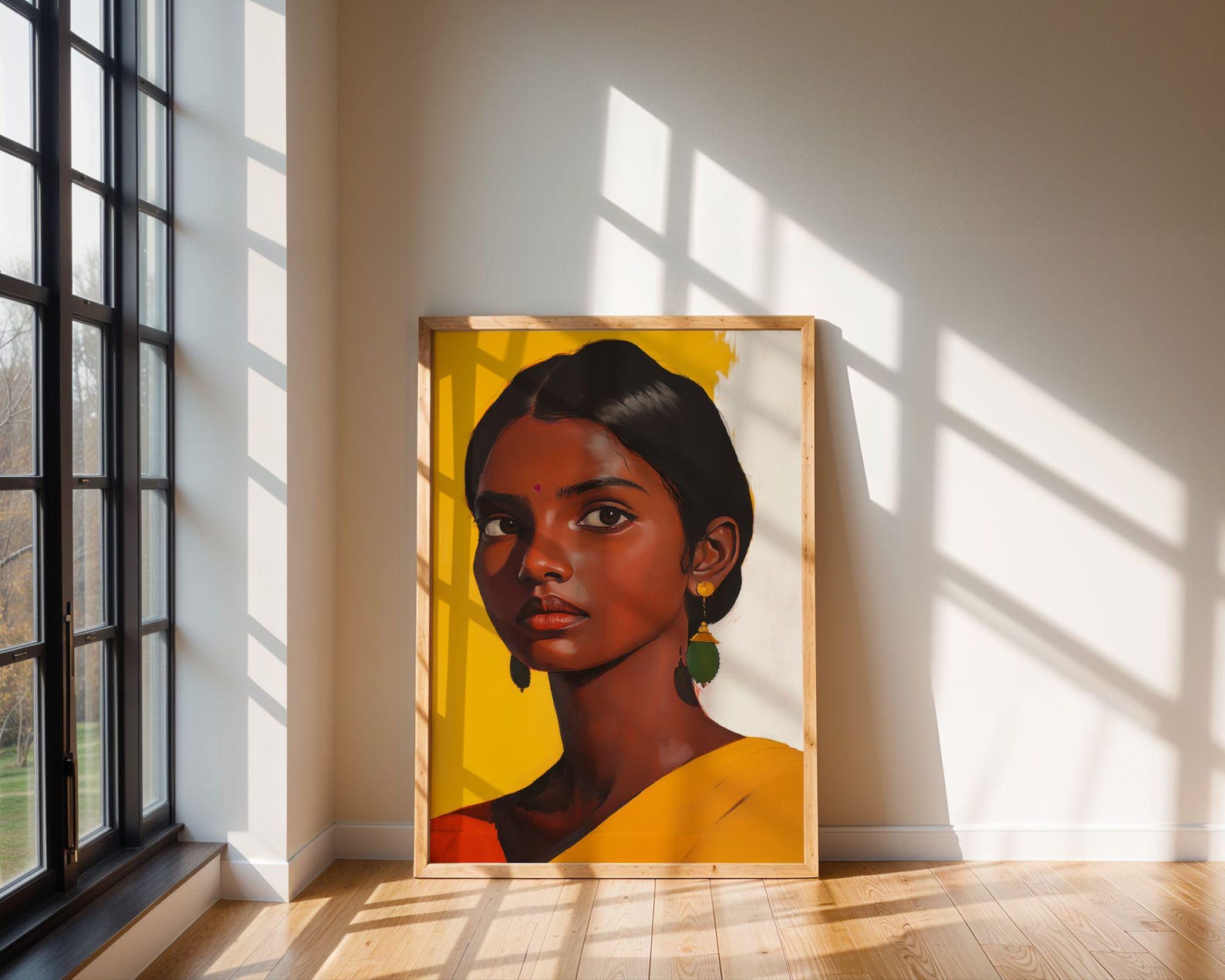 Portrait of Sri Lankan Elegance – Traditional Art of a Woman With Vibrant Colors and Devine ...