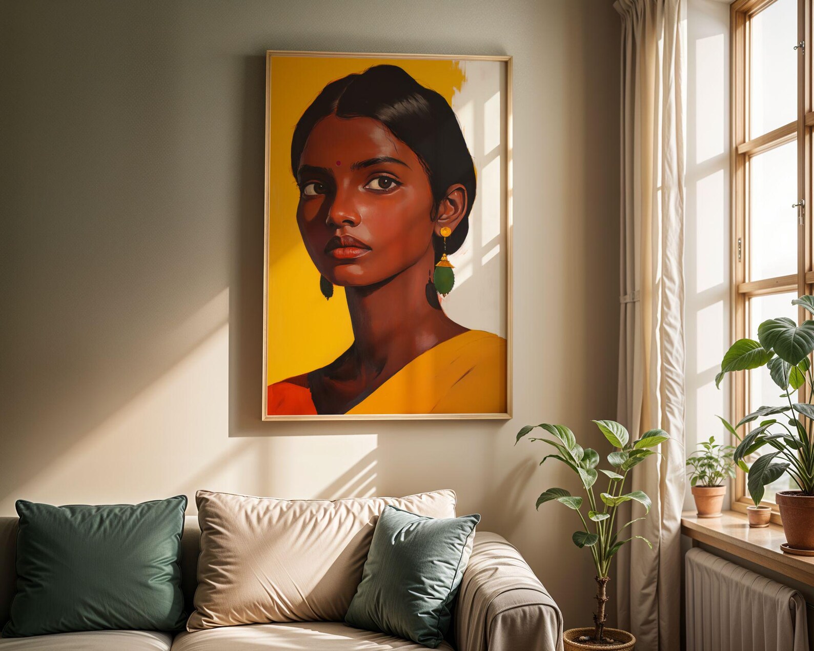 Portrait of Sri Lankan Elegance – Traditional Art of a Woman With Vibrant Colors and Devine ...