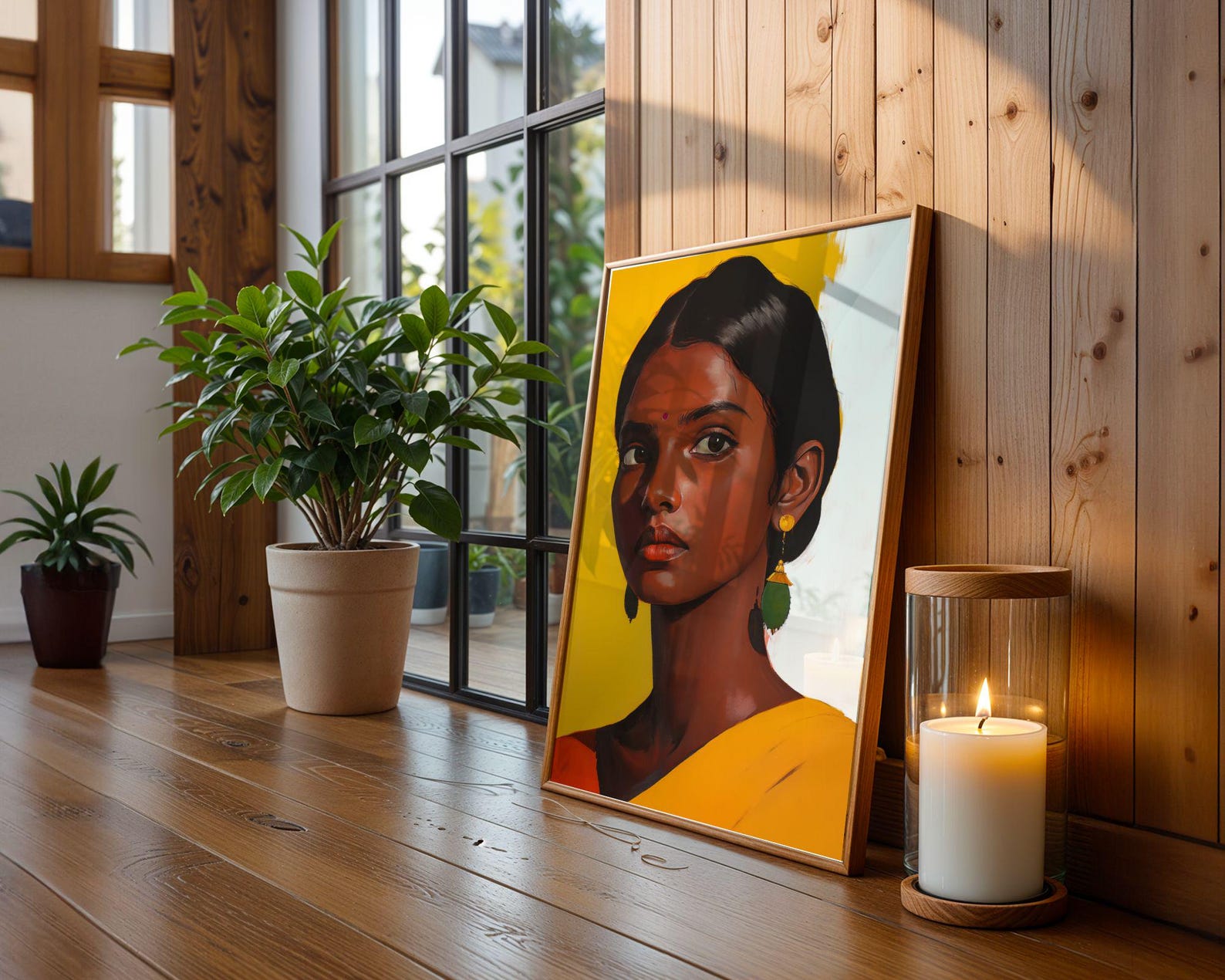 Portrait of Sri Lankan Elegance – Traditional Art of a Woman With Vibrant Colors and Devine ...