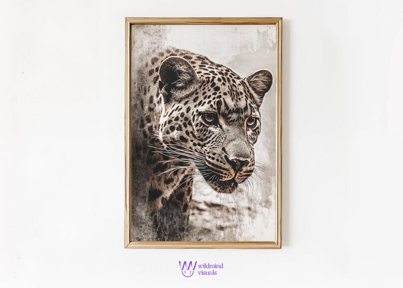 Elegant Leopard Portrait – Modern Animal Wall Art With Textured Design ...