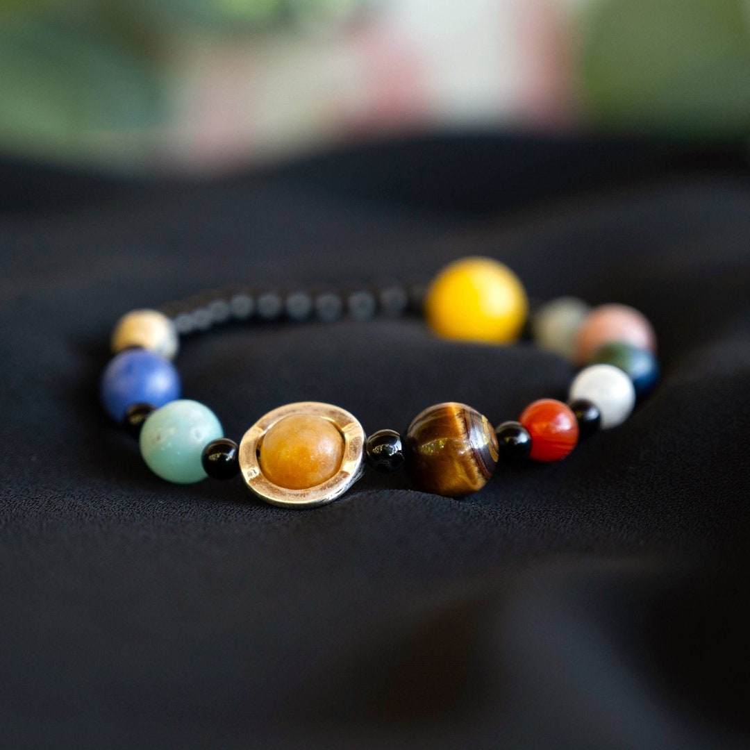 Solar System Gemstone Planets Bracelet | Natural Stone Space Jewelry ...