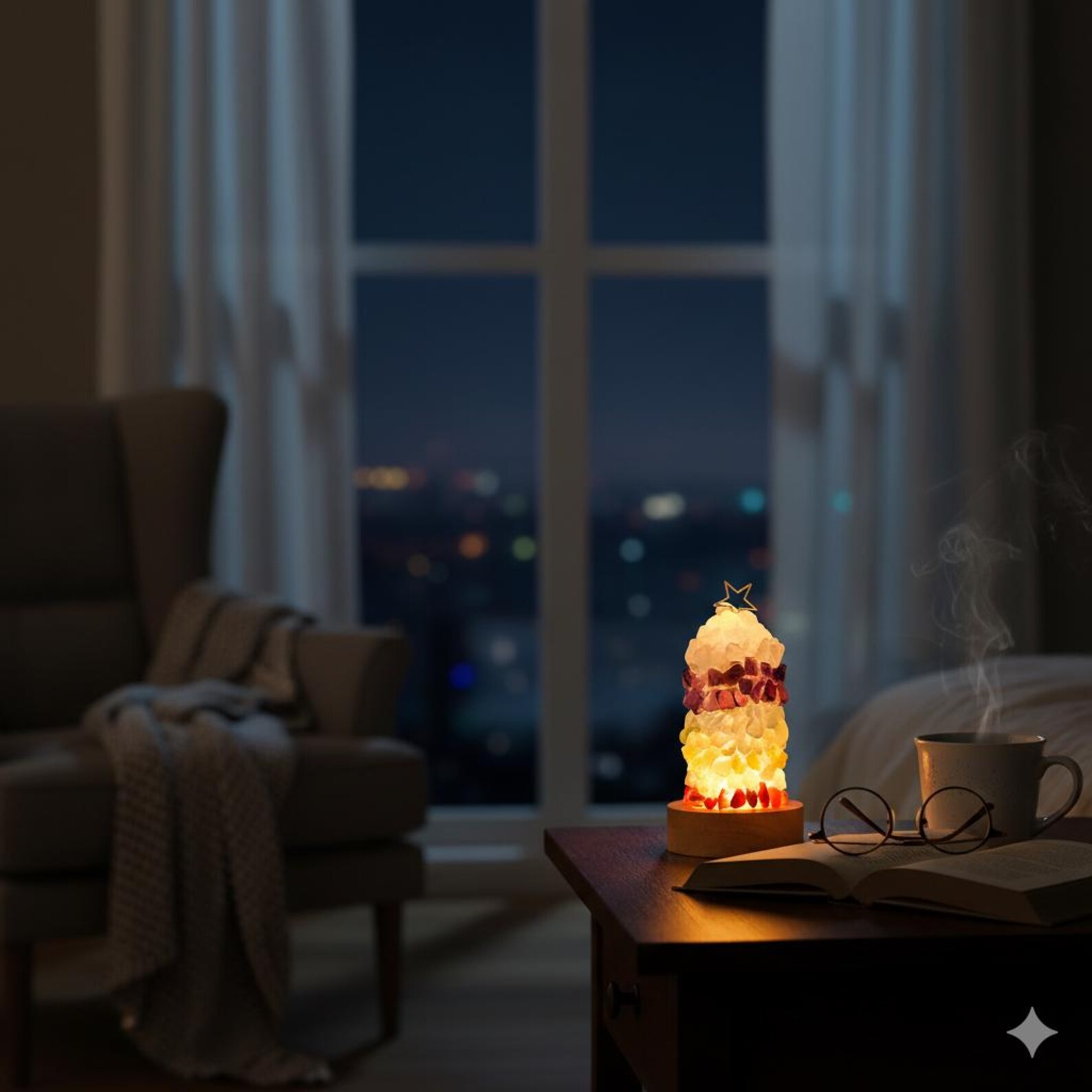 7 Chakra Crystal Night Light | Raw Gemstone LED Lamp, Meditation Decor ...