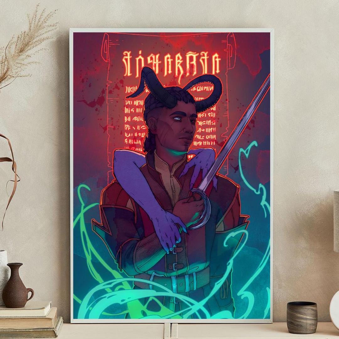 Baldur's Gate 3 BG3 Wyll Wall Art, Print Canvas, Art Print, Extra Large ...