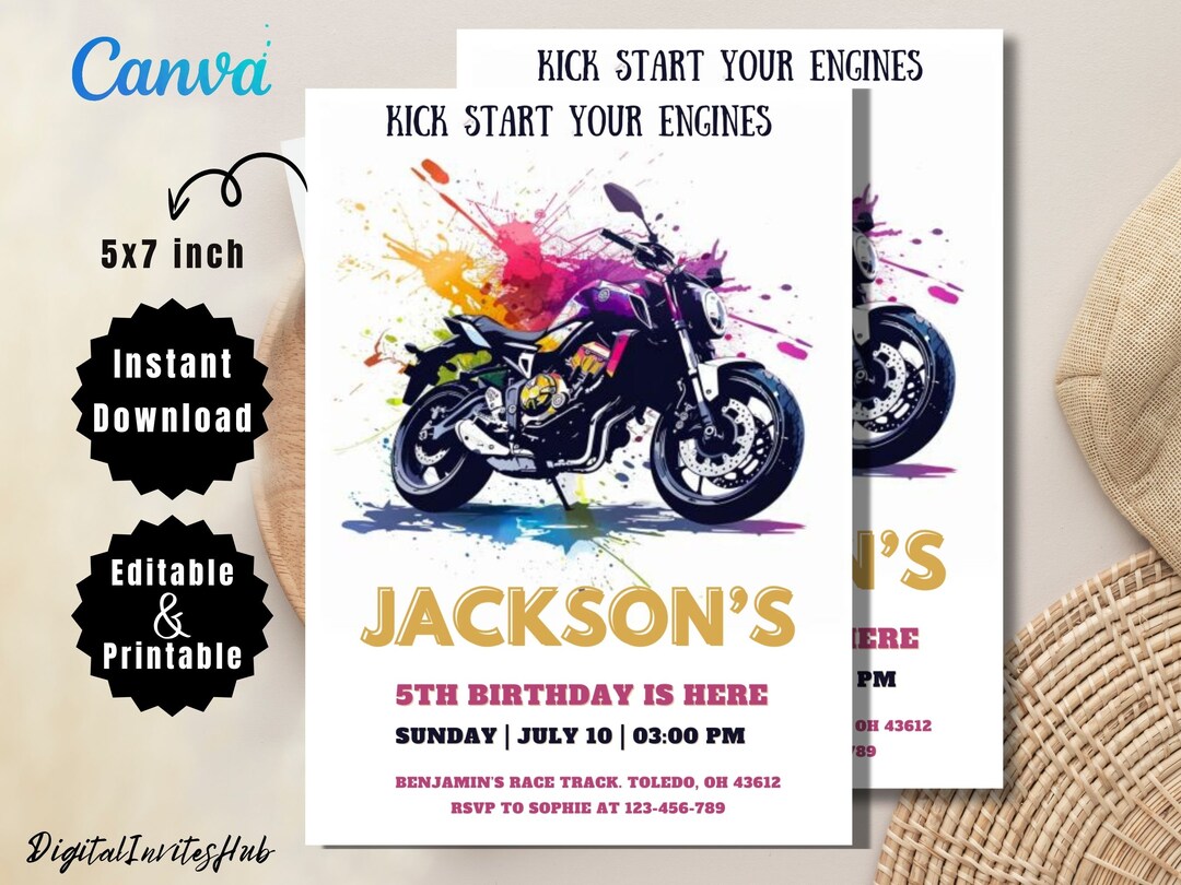 MOTORBIKE Invitation INSTANT DOWNLOAD Dirt Bike Invitation Editable ...
