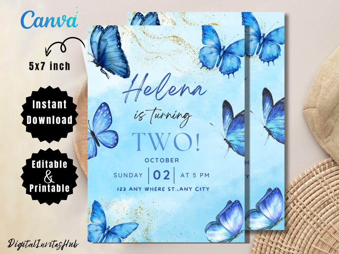 Butterfly Birthday Invitation Girl Butterfly Party Butterfly Invitation ...