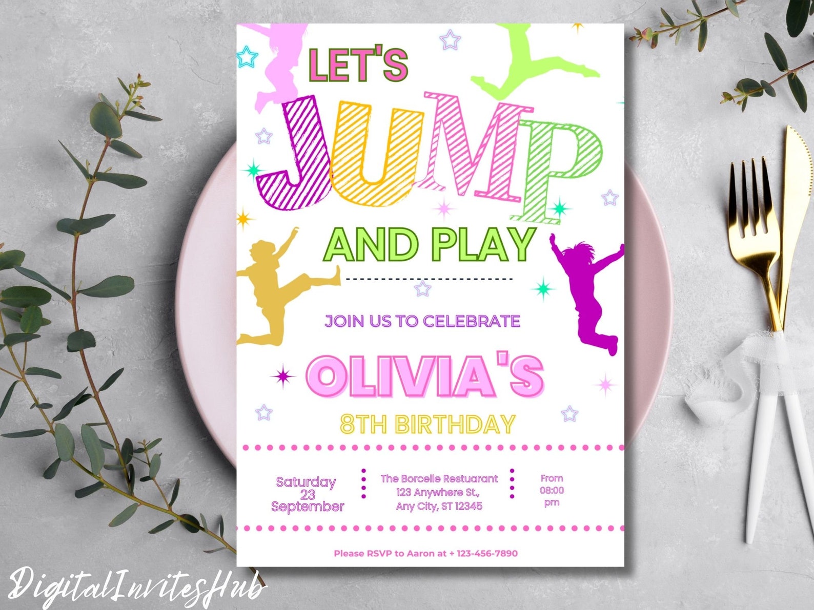 Jump Invitation Editable Jump Birthday Invite Trampoline Party Bounce ...