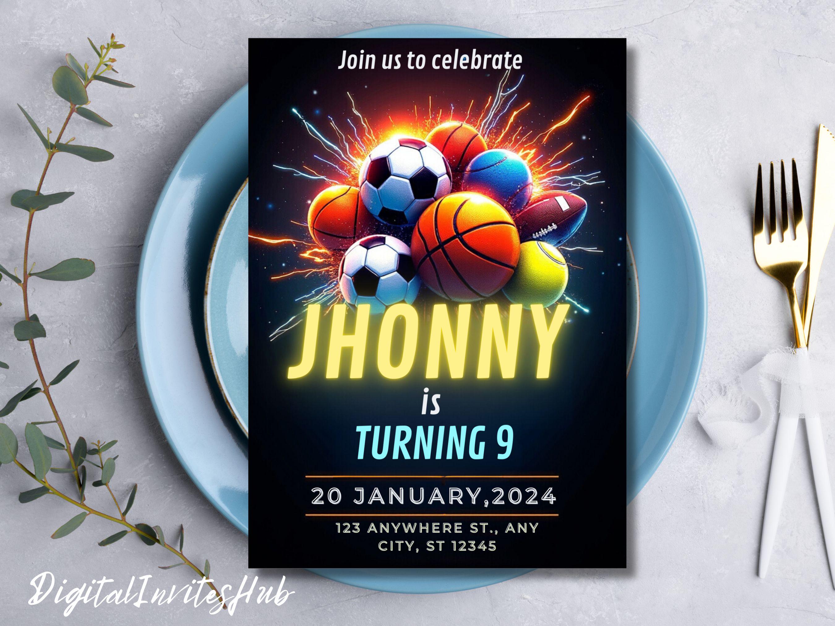 Editable Sports Invitation, Neon Sports Invites, Sports Flyer, Sport ...