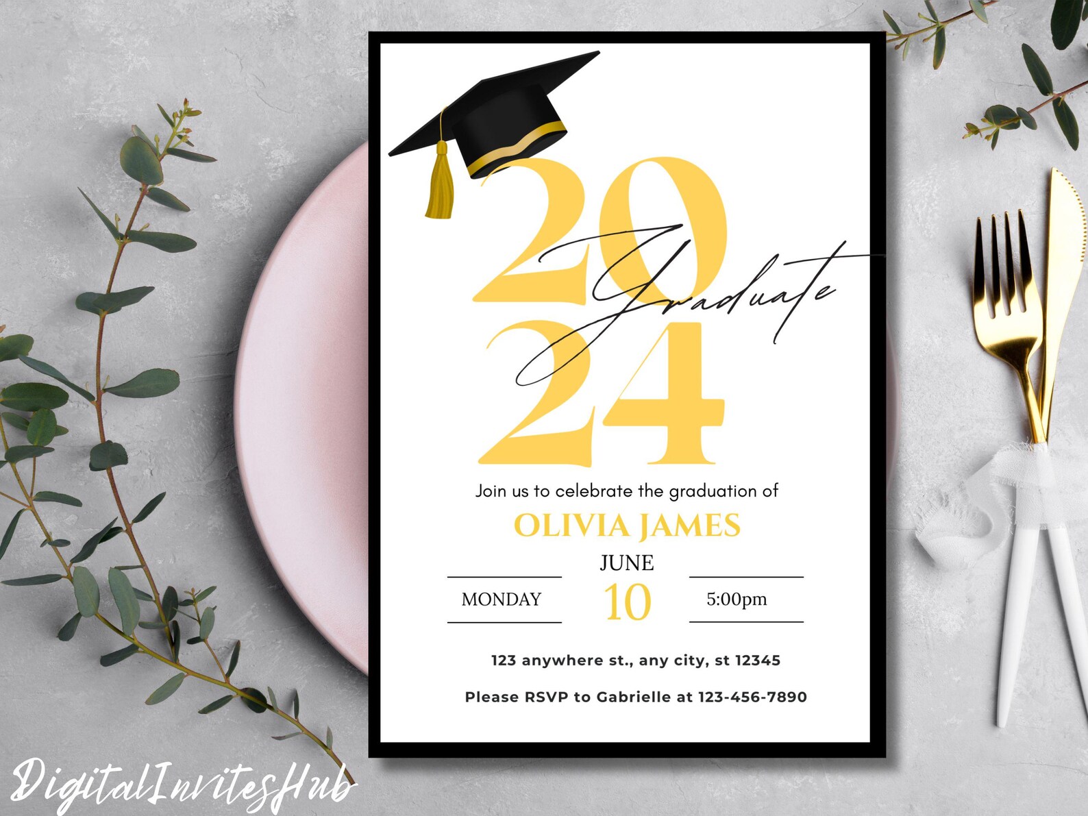 Editable Graduation Invitation Template: Class of 2025 (5x7 Inches ...